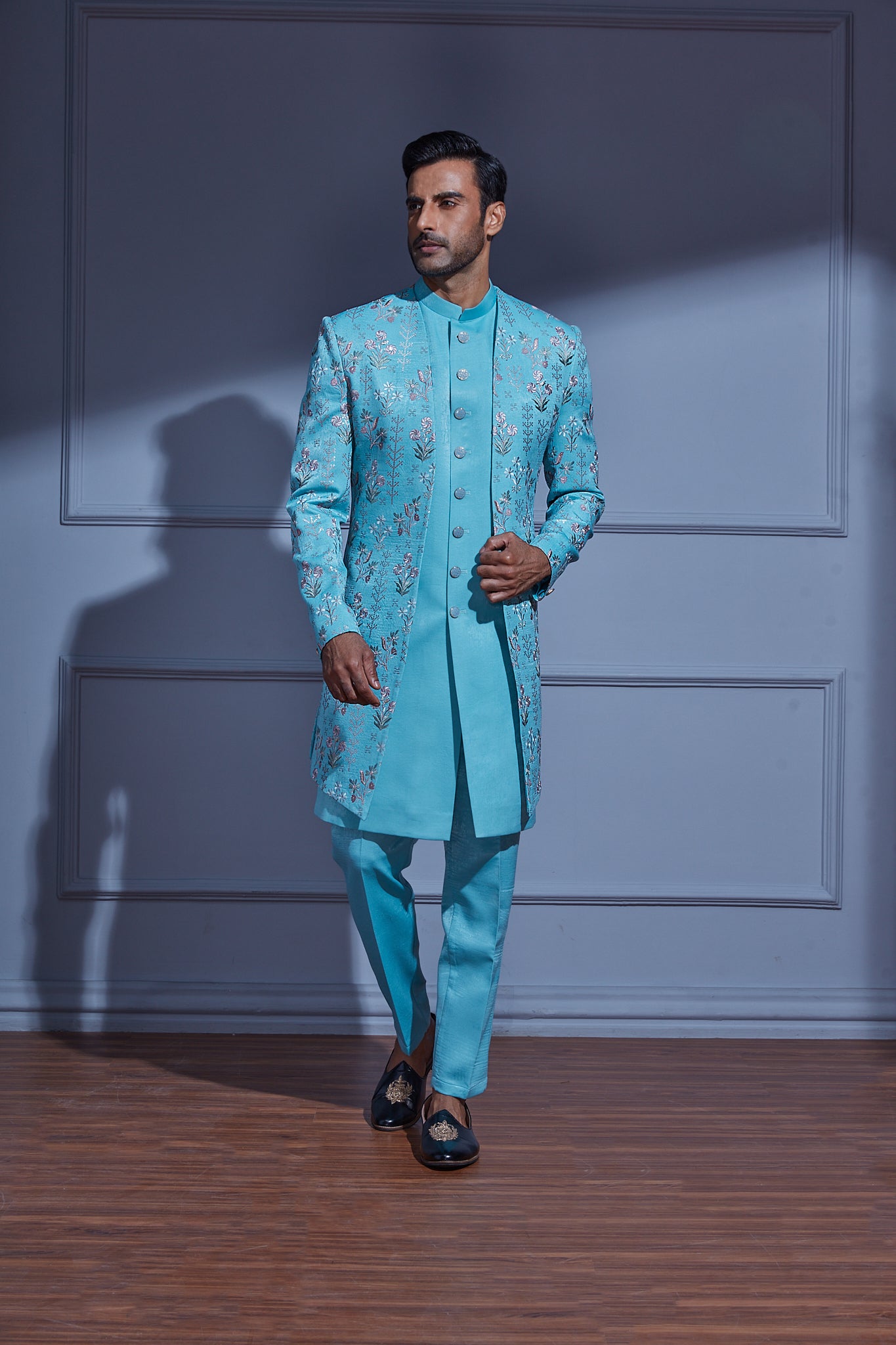 ATHENA BLUE OPEN INDO-WESTERN SET