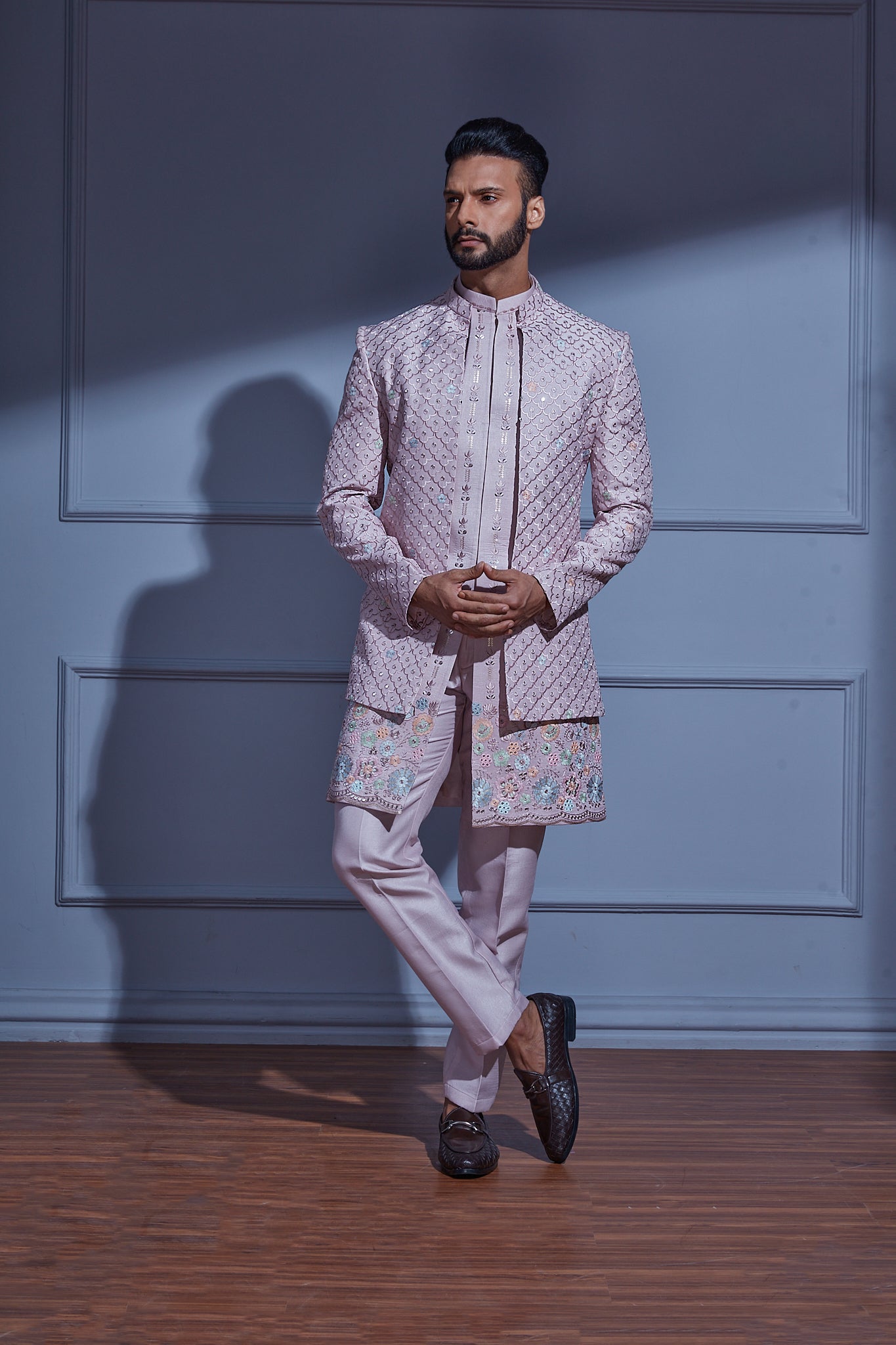 ONION PINK OPEN INDO-WESTERN SET