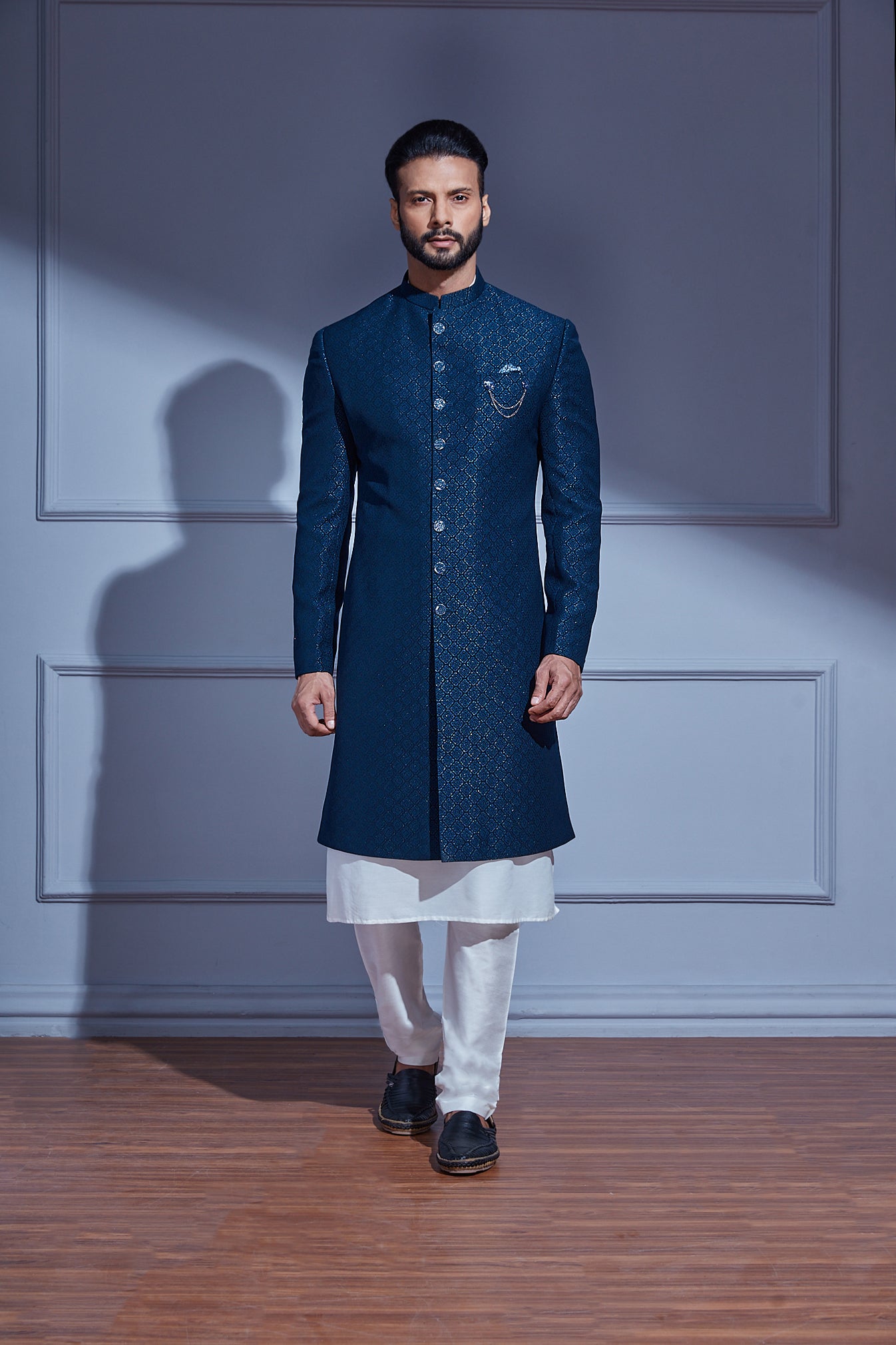 TEAL BLUE INDO-WESTERN SET WITH KURTA
