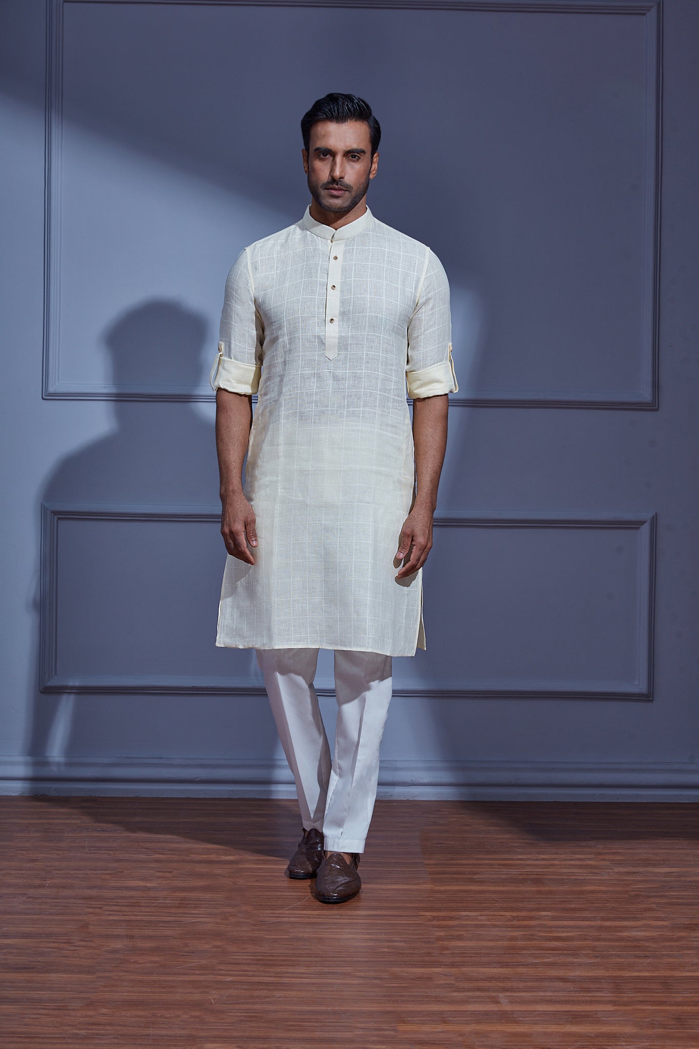 BUTTER CREAM COLOUR LINEN KURTA